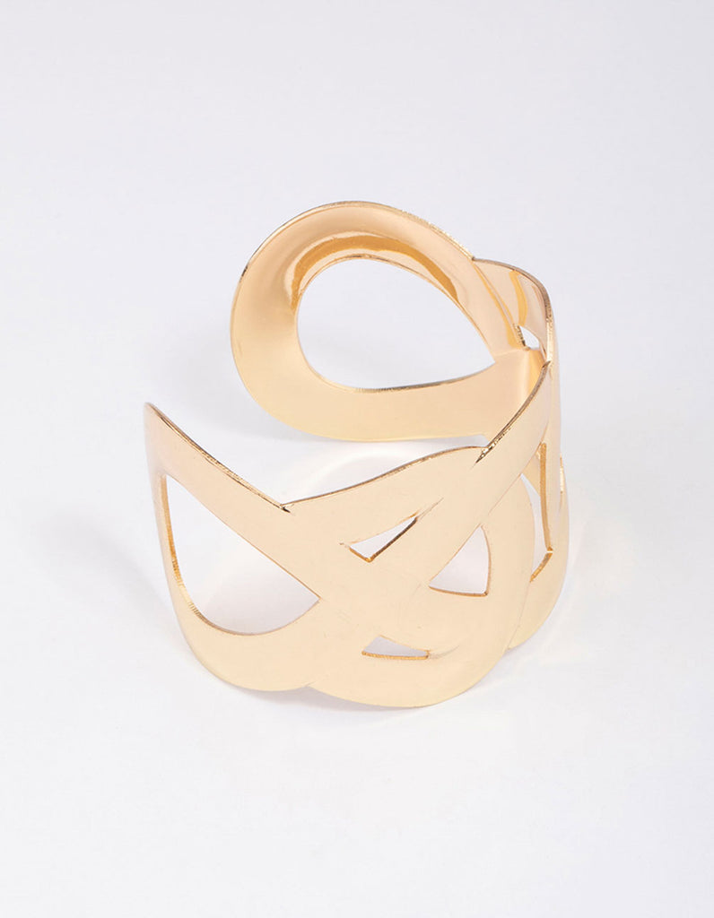 Gold Large Intertwined Wrist Cuff - Lovisa