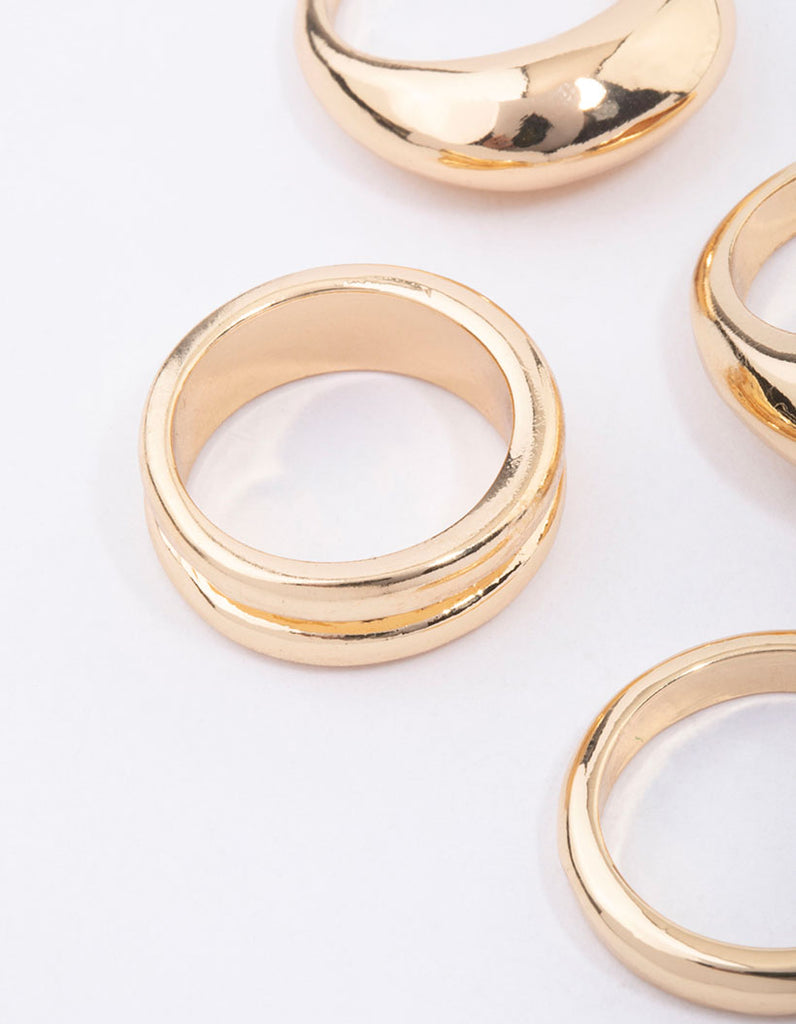 Gold Organic Smooth Ring Pack - Lovisa