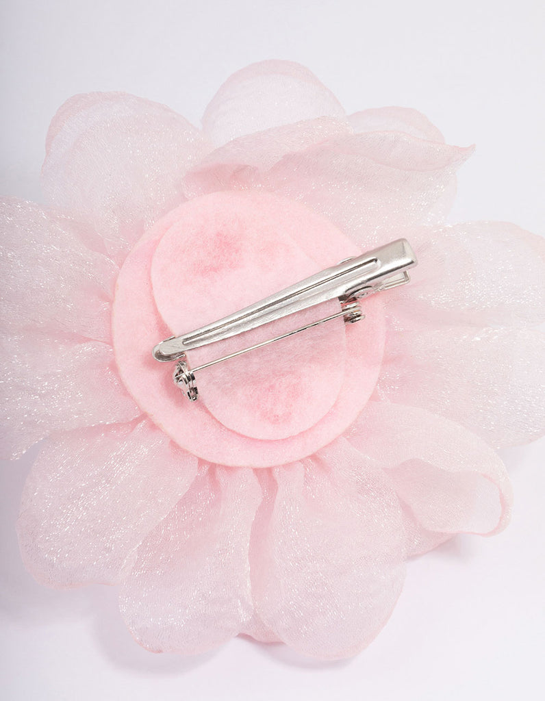 Pink Fabric Chiffon Flower Hair Clip & Brooch Pin - Lovisa