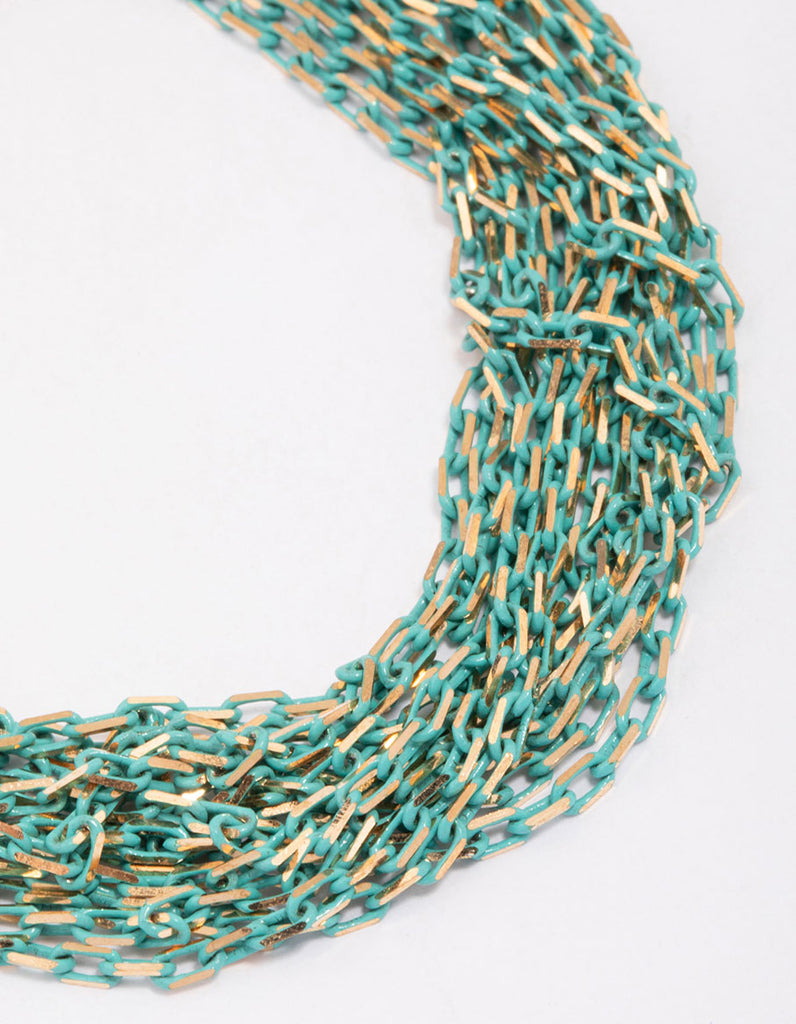 Gold & Green Layered Chain Bracelet - Lovisa