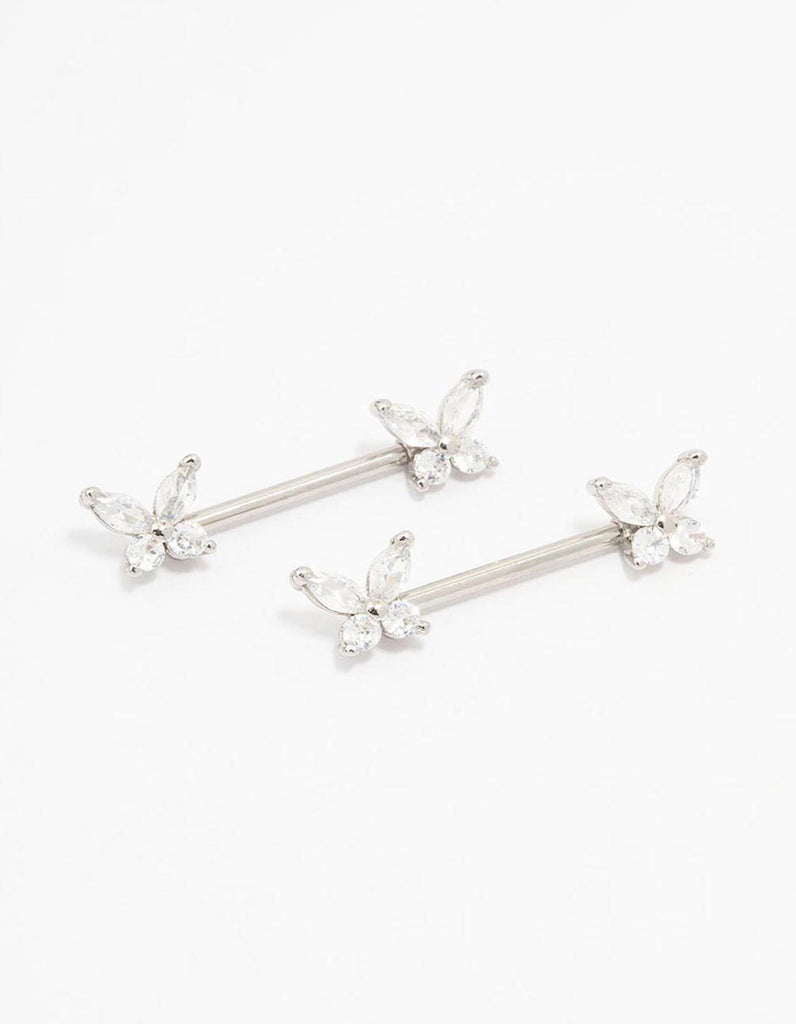 Surgical Steel Butterfly Double Nipple Piercing - Lovisa