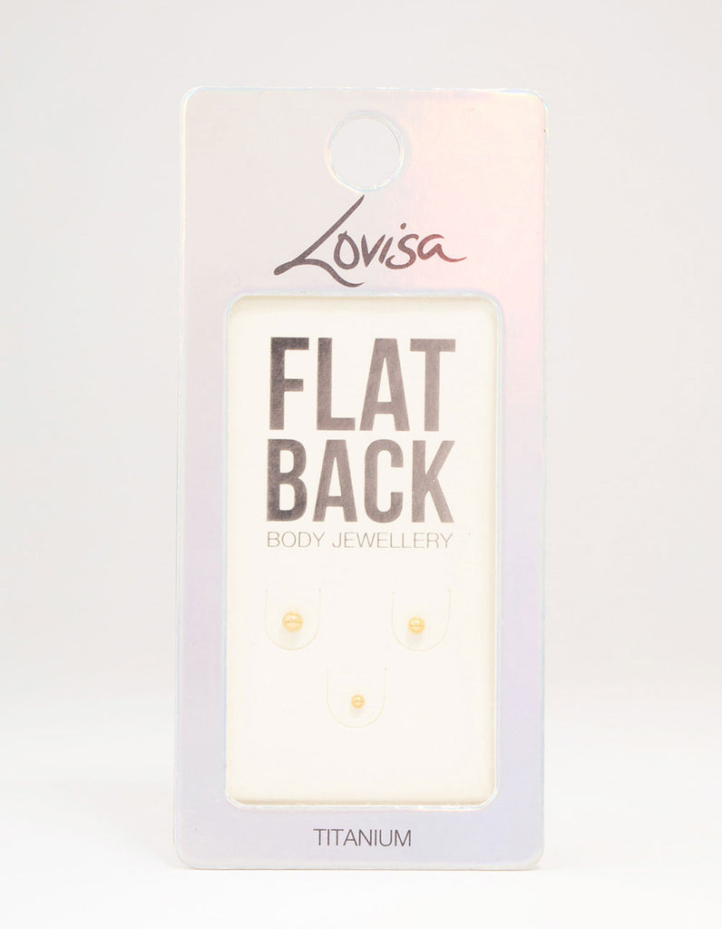 Gold Plated Titanium Graduating Ball Flat Back 3-Pack - Lovisa