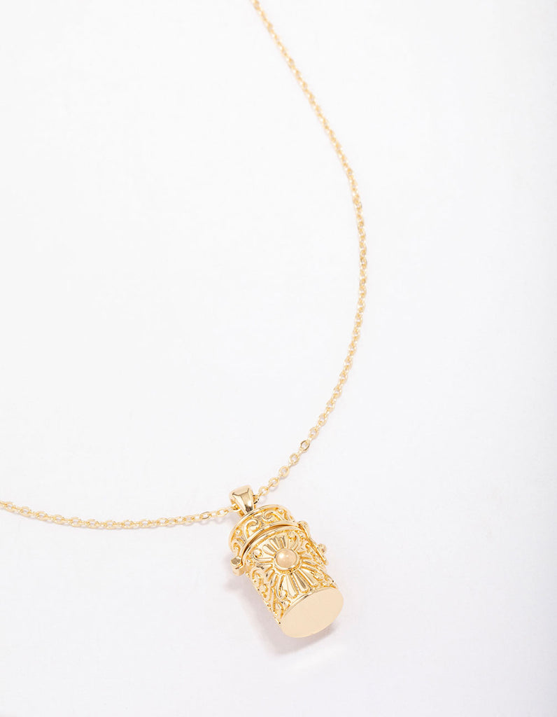 Gold Plated Barrel Locket Pendant Necklace - Lovisa