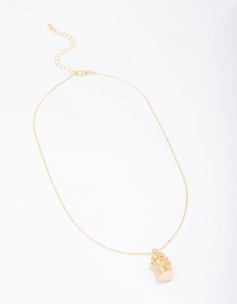Gold Plated Barrel Locket Pendant Necklace - Lovisa