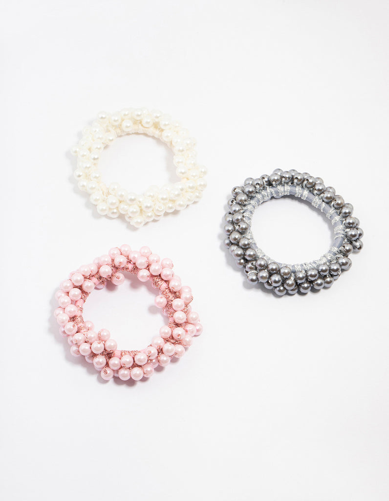 Beaded Pearl Cluster Hair Ties 3-Pack - Lovisa