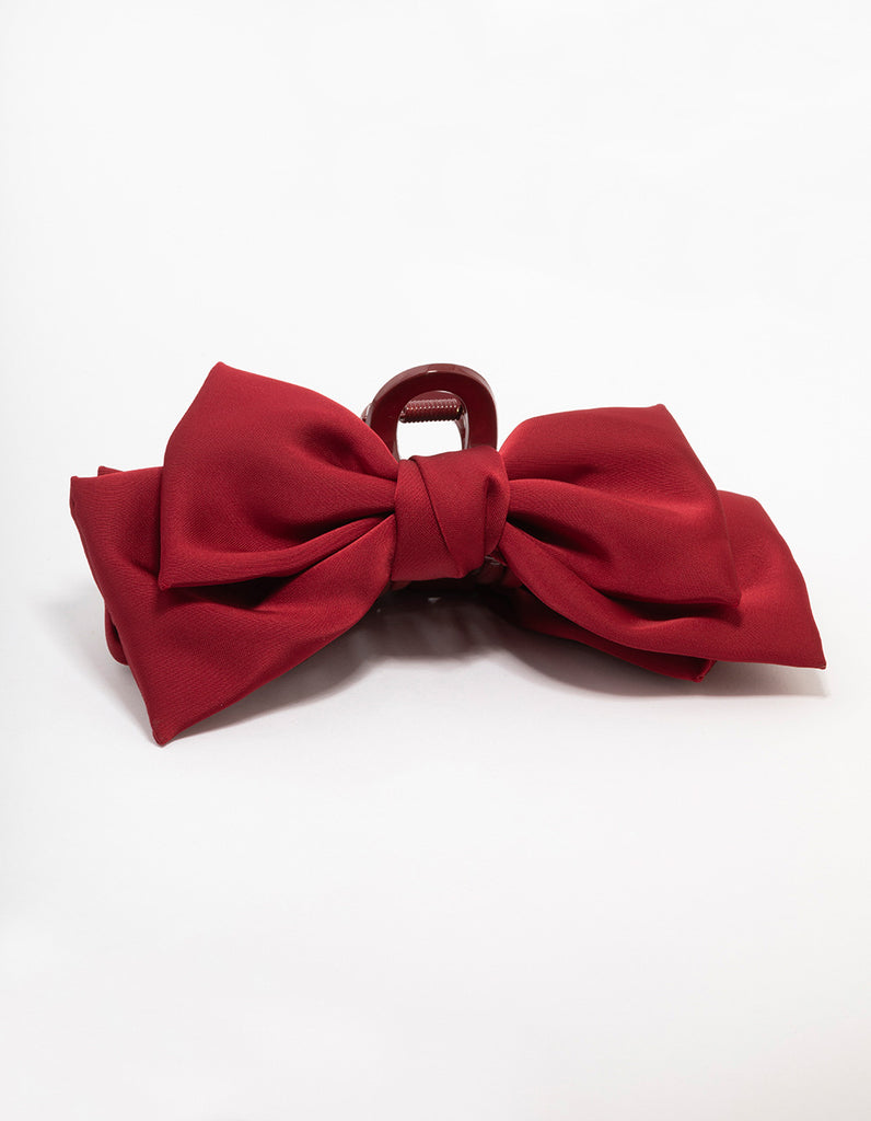 Red Fabric Large Bow Hair Claw Clip - Lovisa