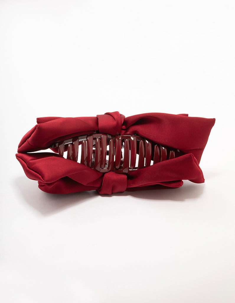 Red Fabric Large Bow Hair Claw Clip - Lovisa