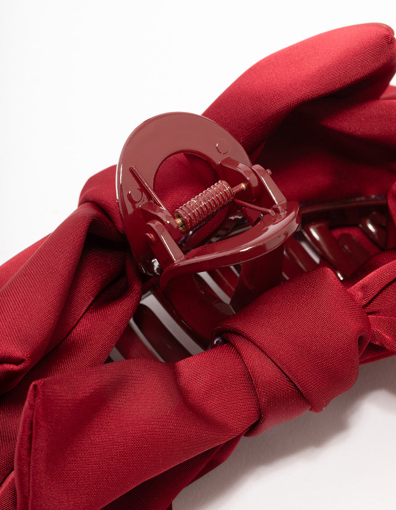 Red Fabric Large Bow Hair Claw Clip - Lovisa