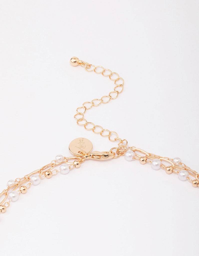 Gold Fine Station Pearl Necklace - Lovisa