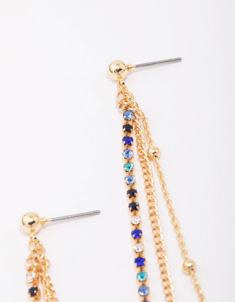 Gold Bling Chain Trio Chain Drop Earrings - Lovisa