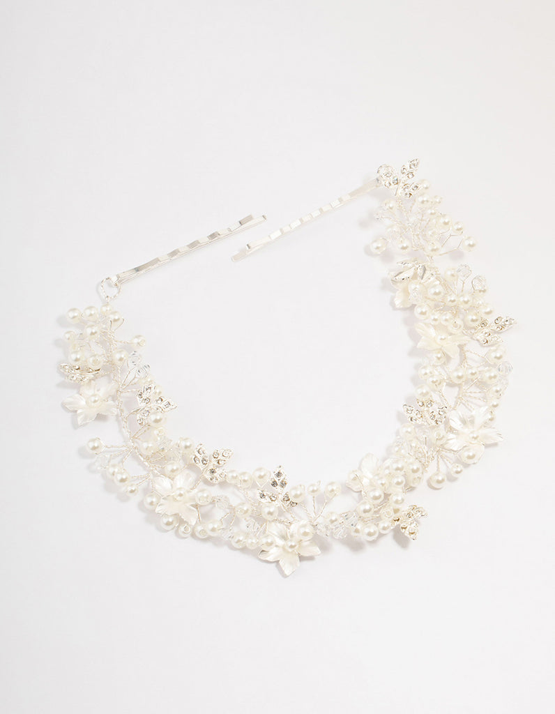 Silver Pearl Cluster Flower Hair Drape - Lovisa