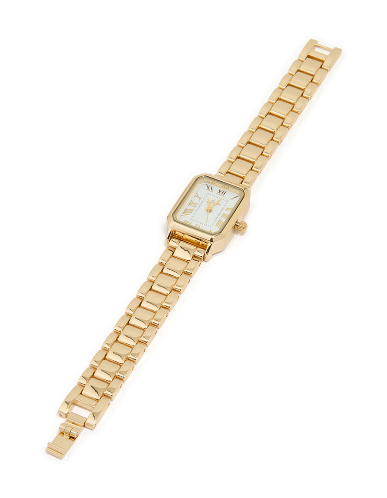 Gold Rectangle Roman Numeral Watch - Lovisa