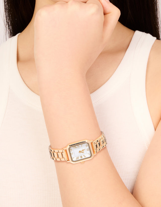 Gold Rectangle Roman Numeral Watch - Lovisa