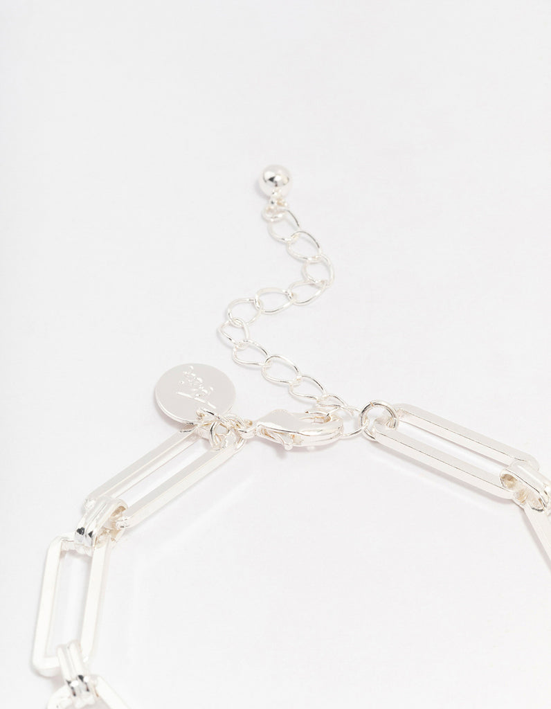 Silver Plated Brass Stretch Rectangular Link Bracelet - Lovisa