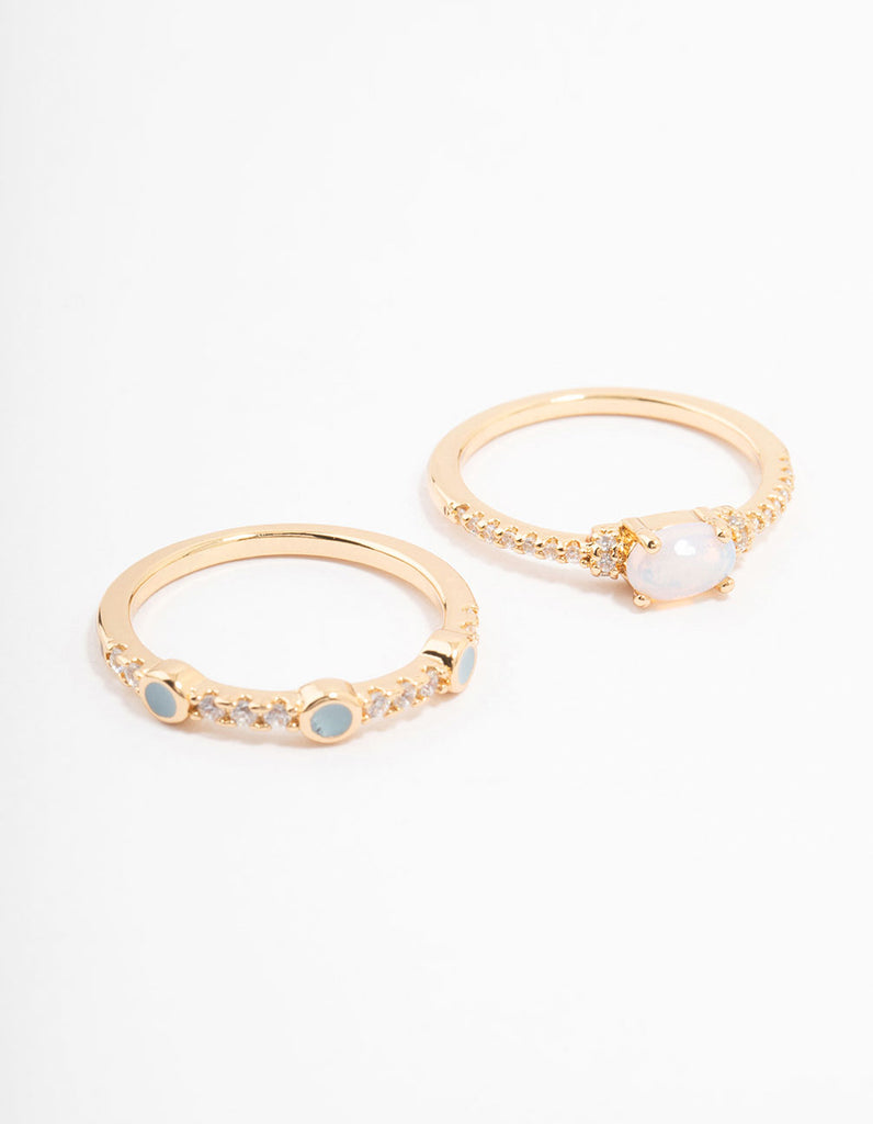 Gold Plated Oval Bezel Stacking Rings - Lovisa