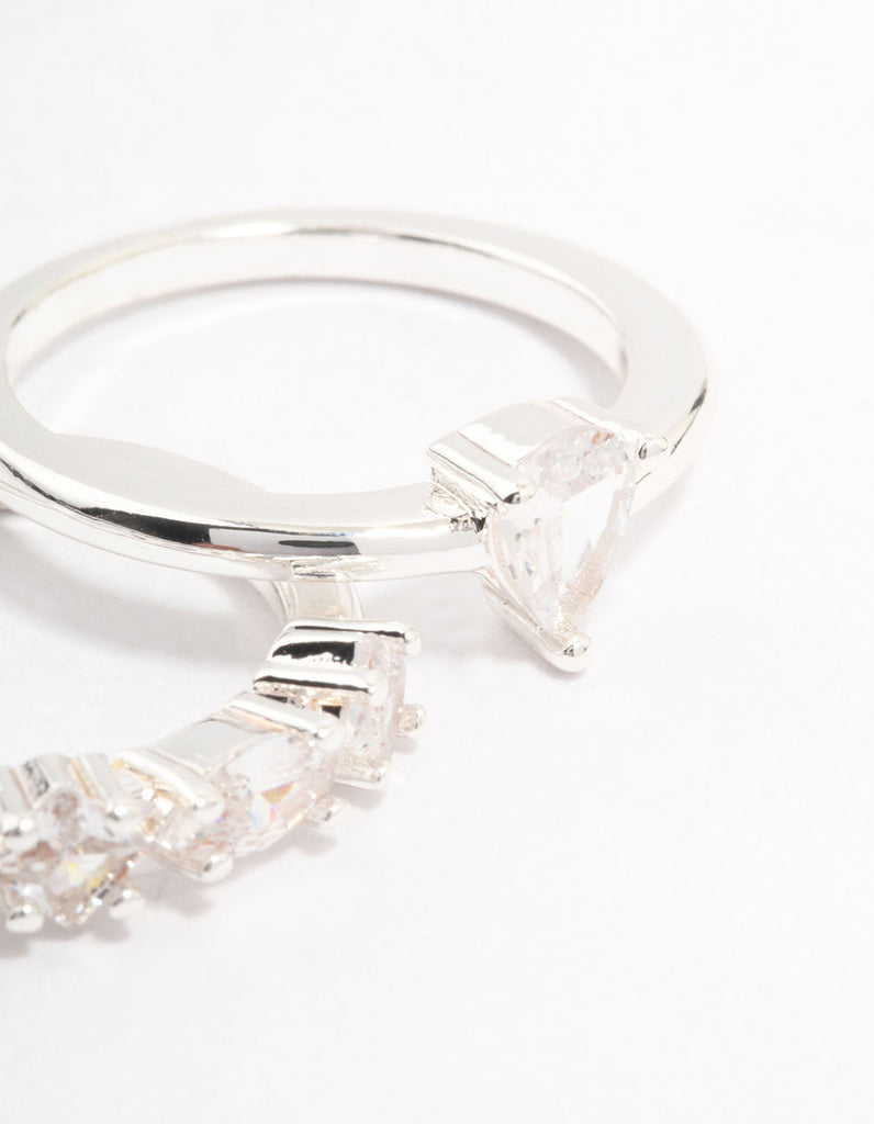 Silver Plated Alternating Pear Stacking Rings - Lovisa