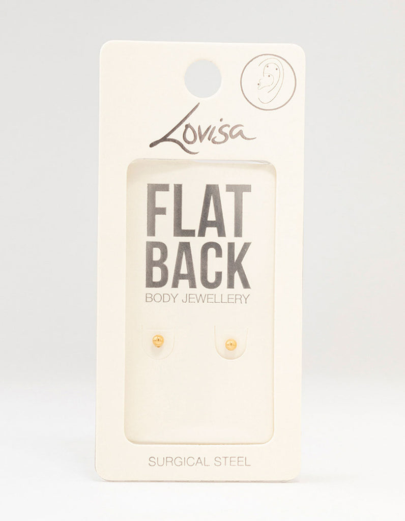 Gold Plated Surgical Steel Plain Ball Flat Backs - Lovisa
