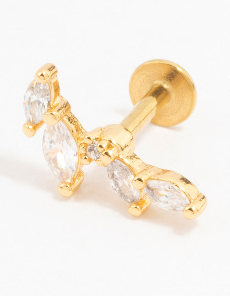 Gold Plated Surgical Steel Four Leaf Crawler Flat Back - Lovisa