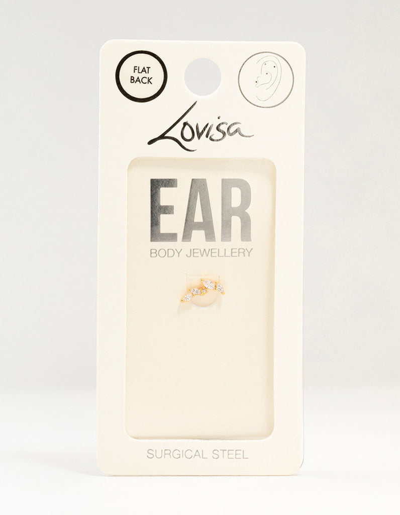 Gold Plated Surgical Steel Four Leaf Crawler Flat Back - Lovisa