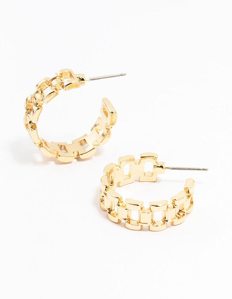 Gold Watch Strap Hoop Earrings - Lovisa
