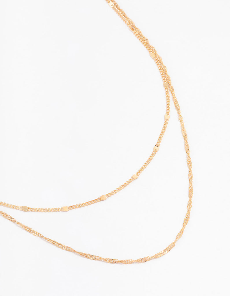 Gold Rope Double Chain Layered Necklace - Lovisa