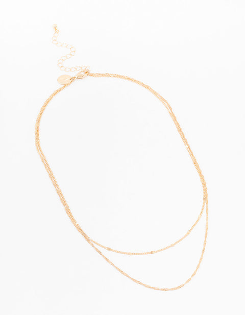 Gold Rope Double Chain Layered Necklace - Lovisa