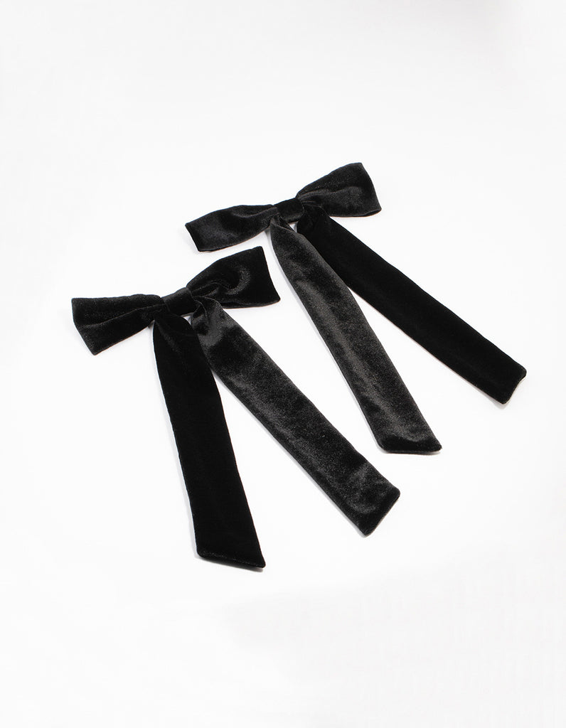Black Large Velvet Fabric Bows 2-Pack - Lovisa