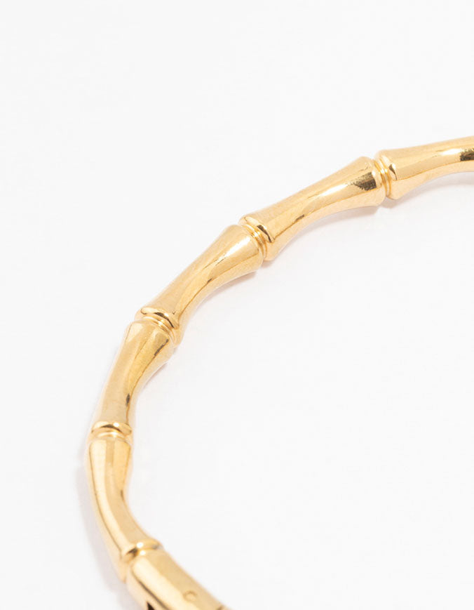 Waterproof Gold Plated Stainless Steel Bamboo Hinge Wrist Cuff Bracele ...