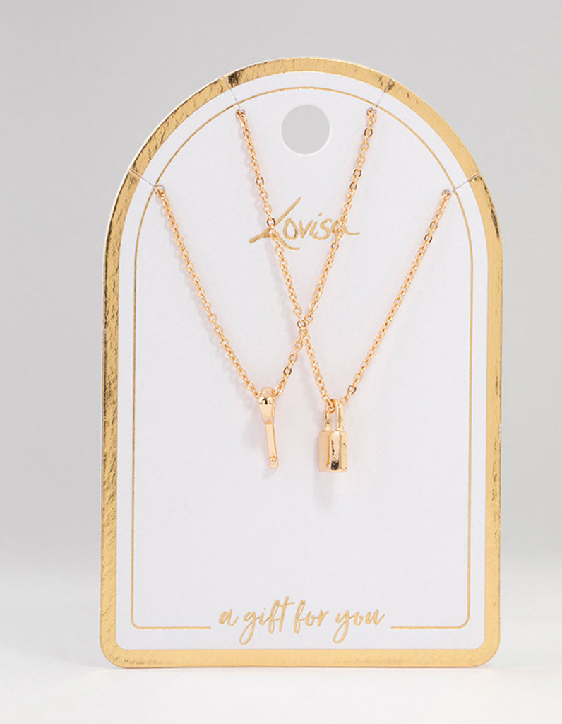 Gold Lock & Key Necklace 2-Pack - Lovisa