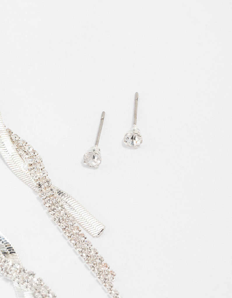 Silver Studs & Drop Cup Chain Earrings Multipack - Lovisa