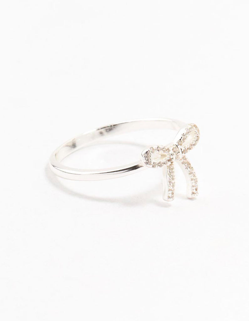 Sterling Silver Cubic Zirconia Bow Ring - Lovisa