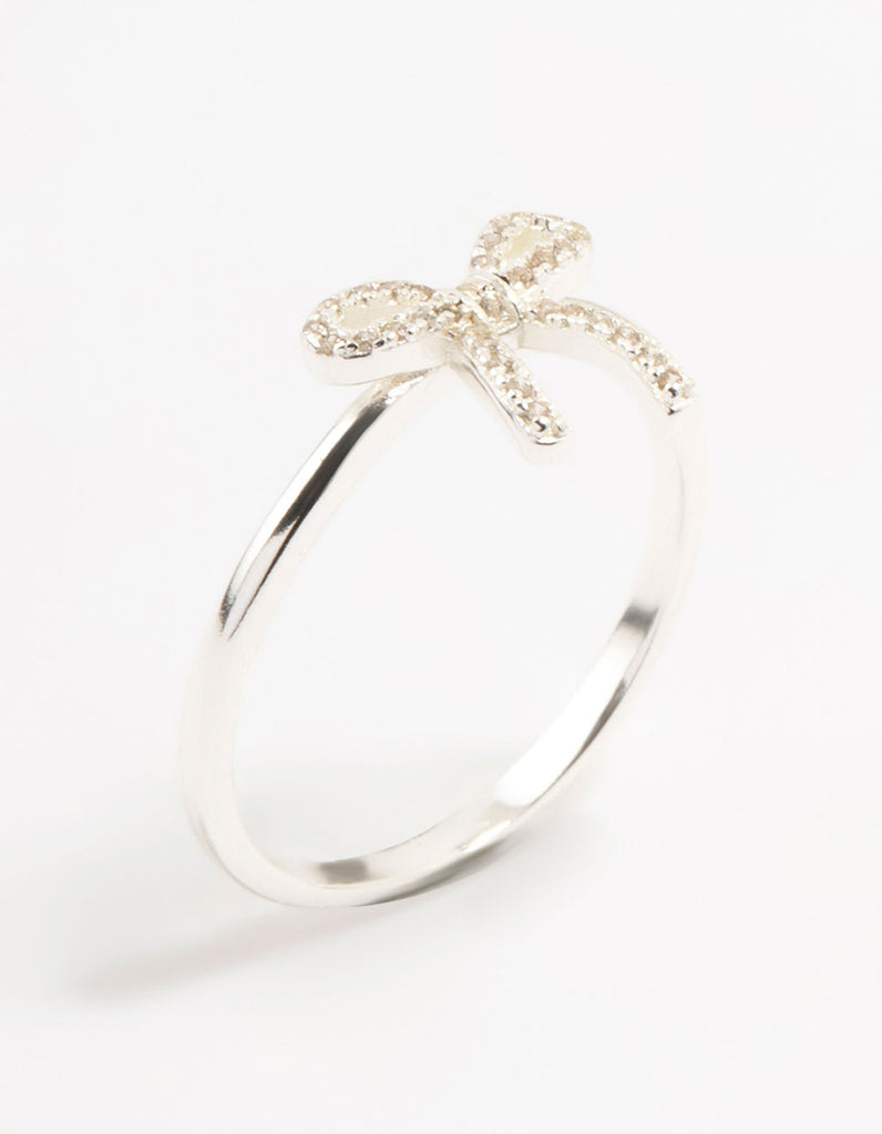 Sterling Silver Cubic Zirconia Bow Ring - Lovisa