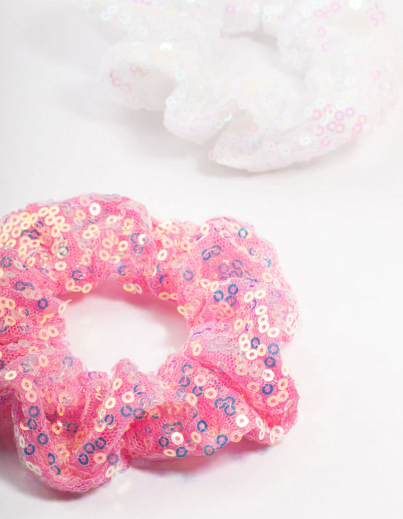 Kids Mixed Sequin Pink Scrunchies 3-Pack - Lovisa