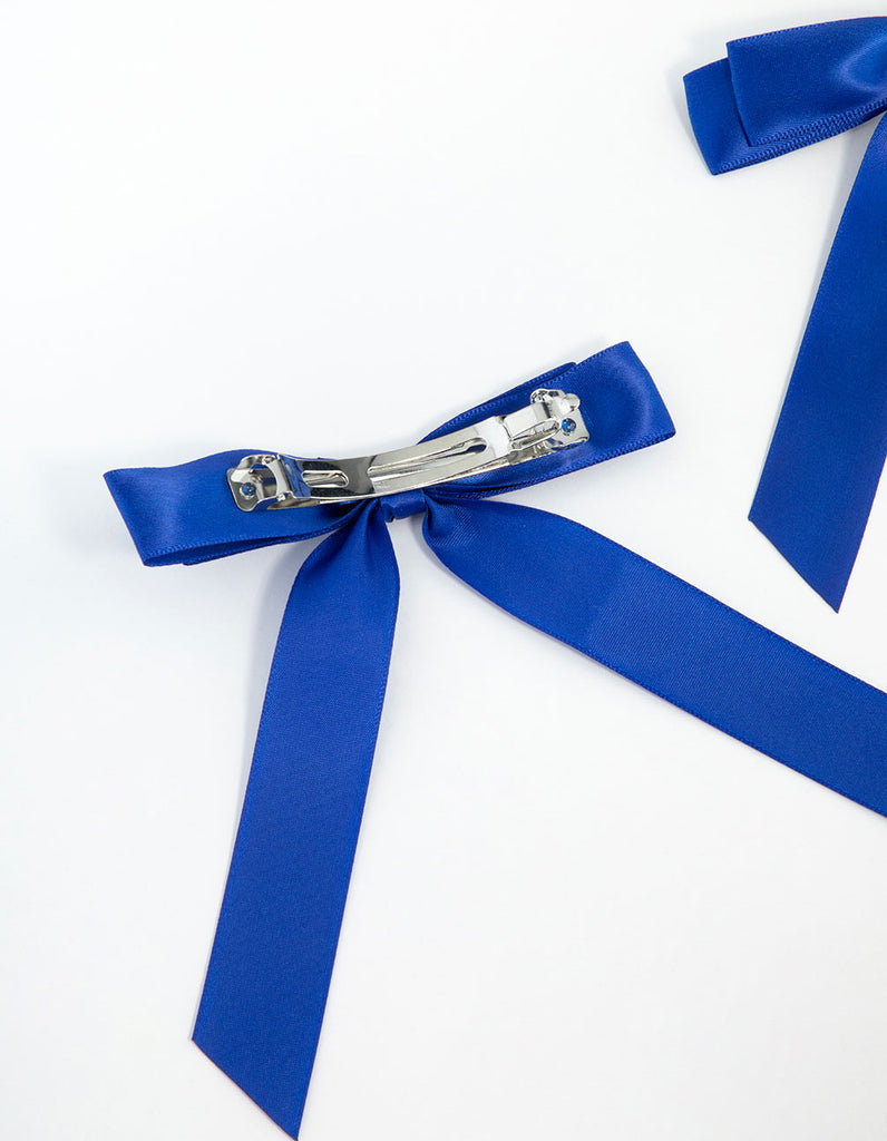 Blue Fabric Medium Double Loop Bows 2-Pack - Lovisa