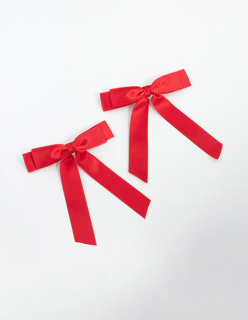 Red Medium Double Loop Bows 2-Pack - Lovisa