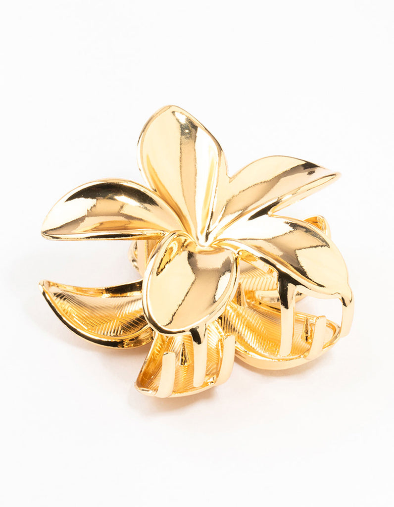 Gold Metal Hibiscus Flower Claw Clip - Lovisa