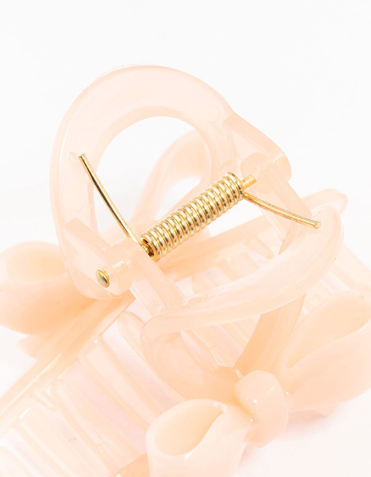 Small Pink Plastic Loop Bow Claw Clip - Lovisa