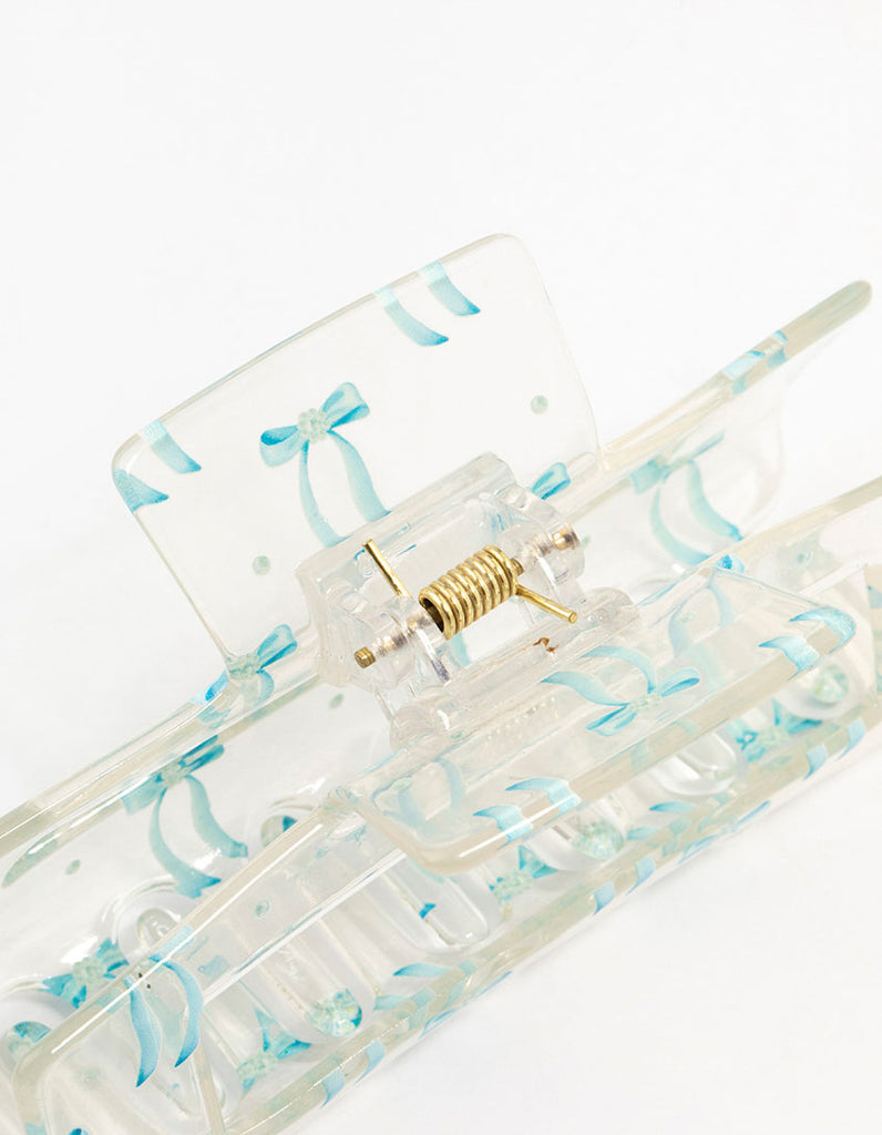 Rectangle Blue Bow Claw Clip - Lovisa