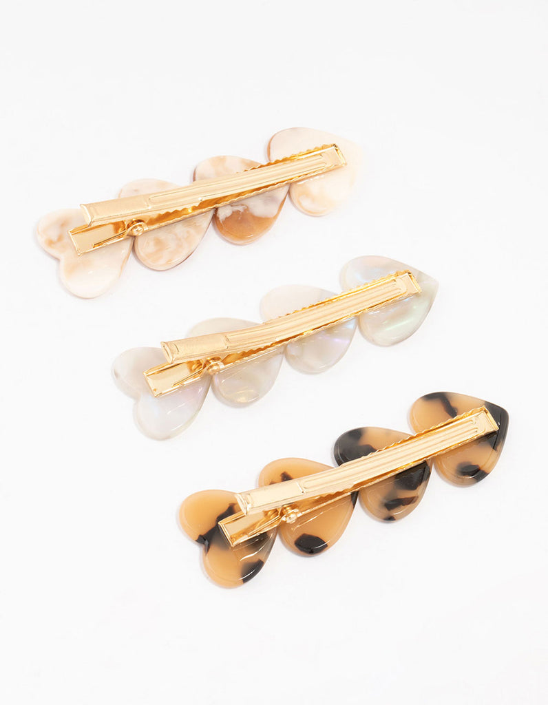 Acrylic Heart Clips 3-Pack - Lovisa