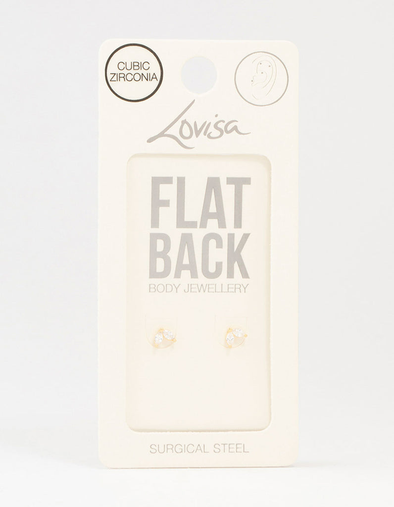 Gold Plated Surgical Steel Double Leaf Flat Backs 2-Pack - Lovisa