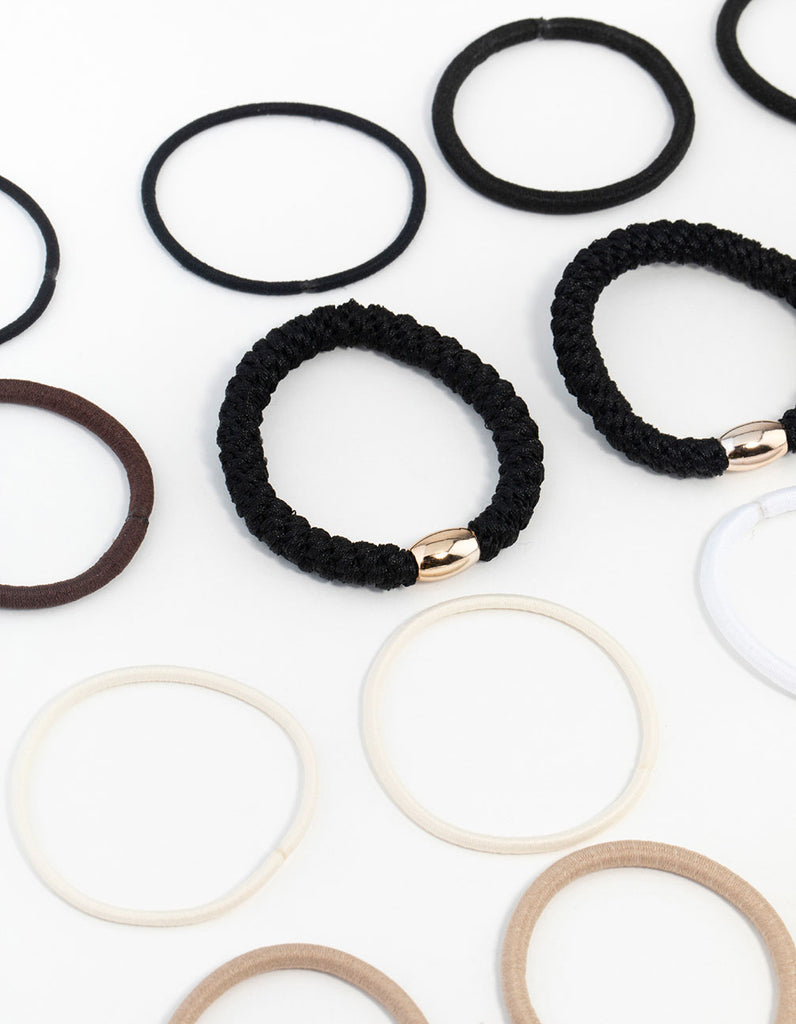 Core Black & Neutral Hair Ties 20-Pack - Lovisa