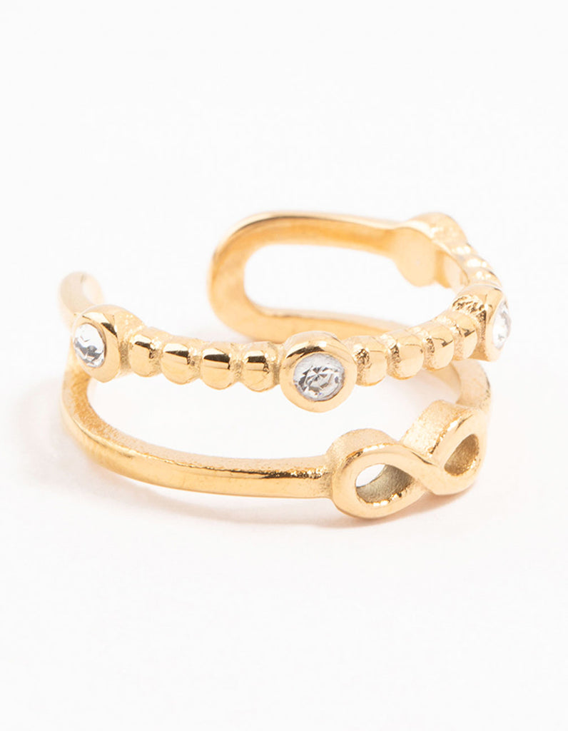 Waterproof Gold Plated Stainless Steel Infinity Tier Ring - Lovisa