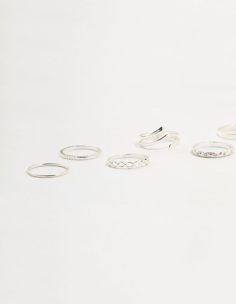 Silver Swirl Mixed Stacking Rings - Lovisa