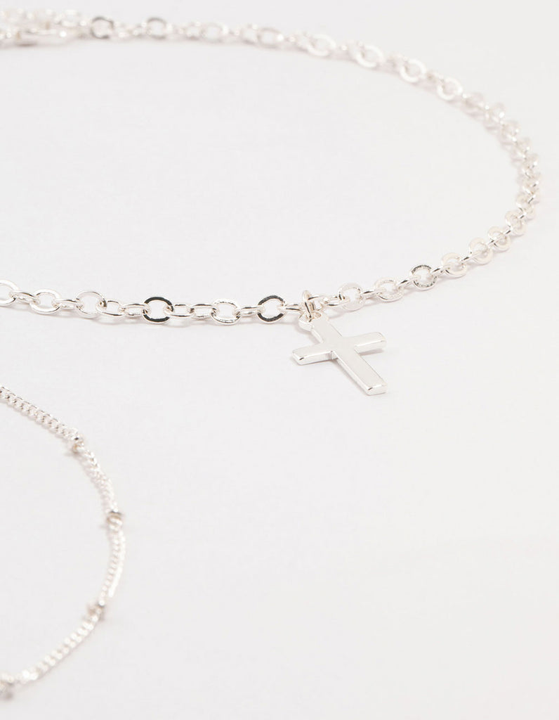 Silver Ball Chain Cross Chokers 3-Pack - Lovisa