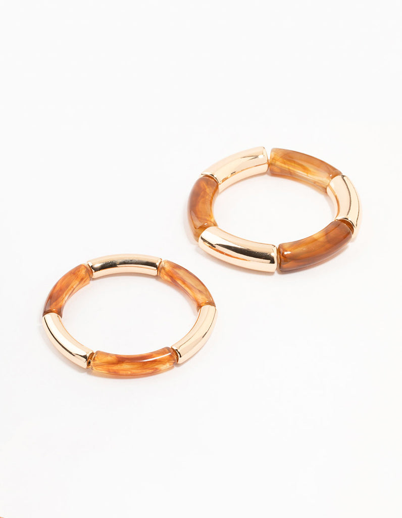 Gold & Resin Stretch Bangles 2-Pack - Lovisa