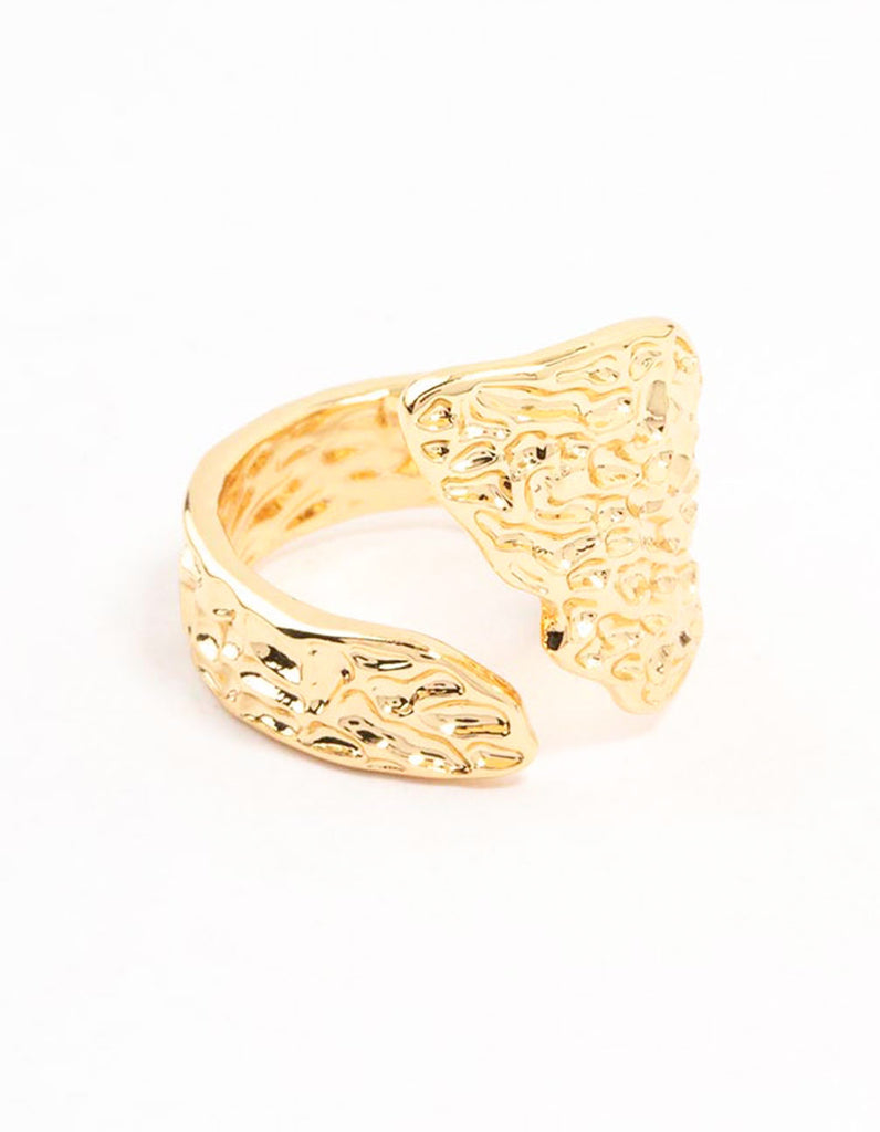 Gold Plated Textured Metal Wrap Ring - Lovisa
