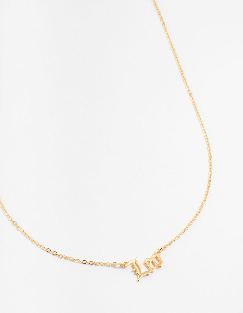 Gold Plated Leo Gothic Script Necklace - Lovisa
