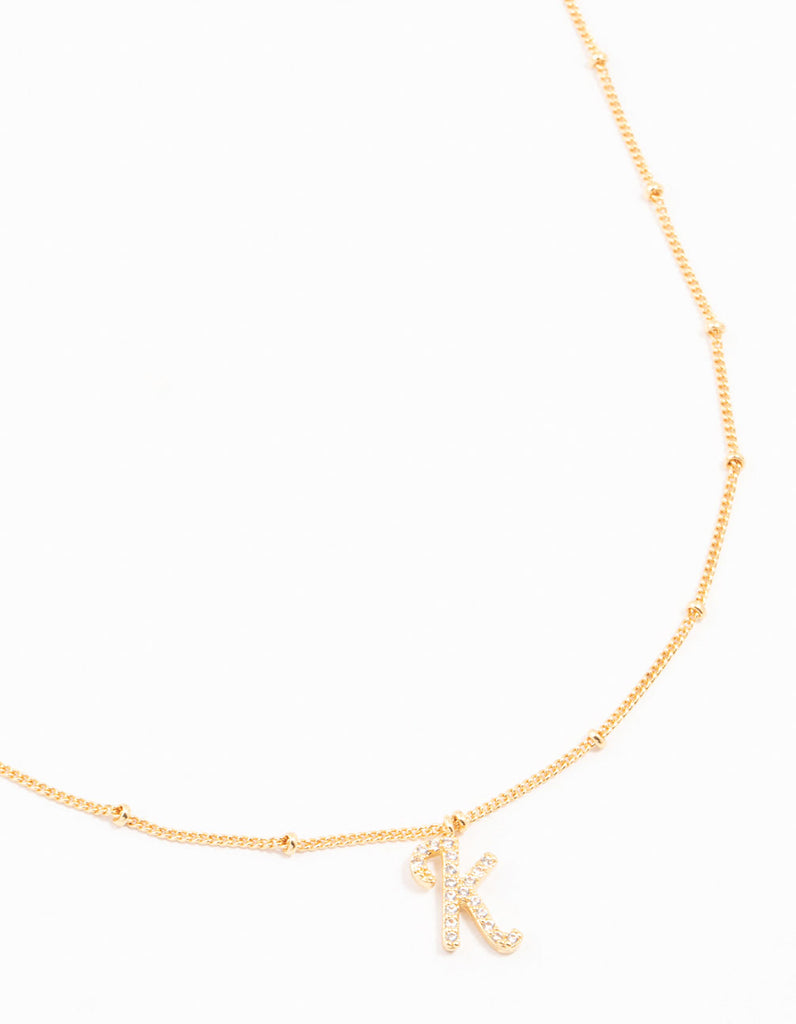 Gold Plated Cursive K Initial Necklace - Lovisa