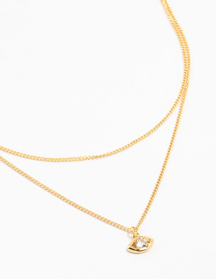 Gold Plated Evil Eye Chain Necklaces 2-Pack - Lovisa