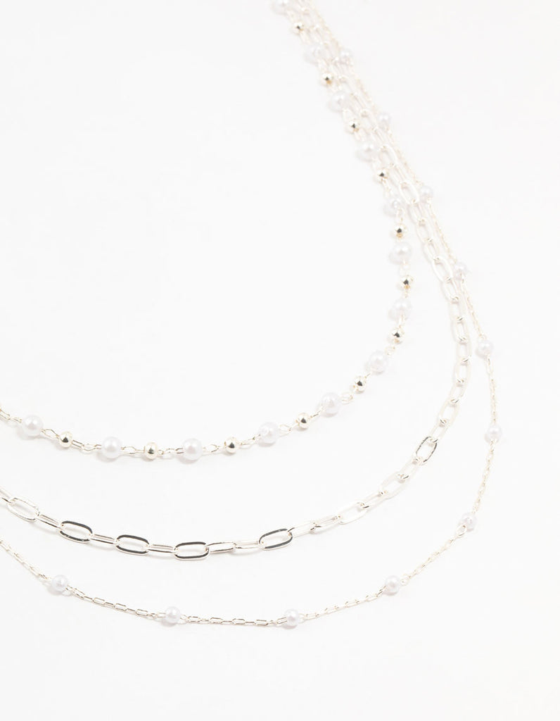 Silver Fine Station Pearl Necklace - Lovisa